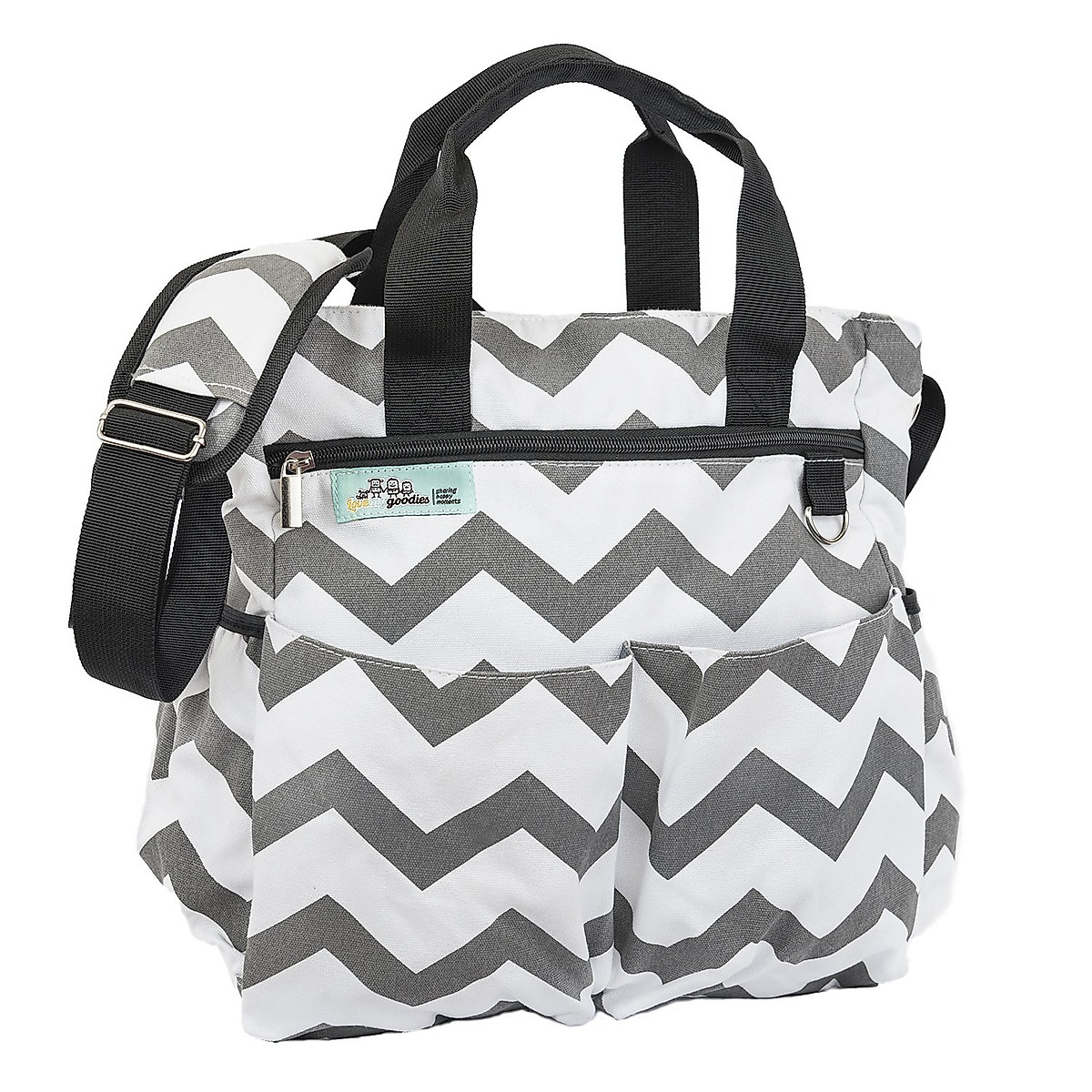 Stylish Travel Diaper Bag Tote for Men and Women – Unisex, Multifunctional Design with Universal Stroller Straps, 9 Pockets FREE Wet/Dry Bag and Changing Pad by LoveMyGoodies