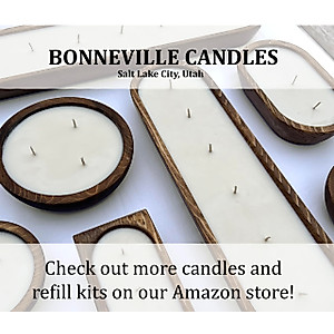 Bonneville Handmade Candles | 7 1/2" x 2" Hand Poured Pine Wood Bowl Candle, 3 Wick Dough Bowl Candle | Up to 35 Hour Burn Time | 100% Soy Wax | Scented Candle Rustic Holiday (Toasted Pumpkin Spice)