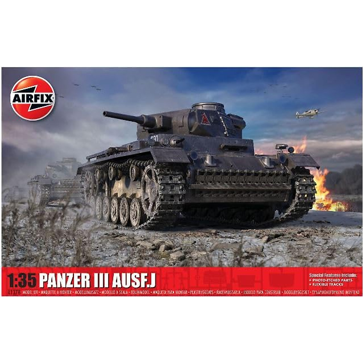 Airfix Panzer III AUSF J 1:35 WWII Military Tank Plastic Model Kit A1378