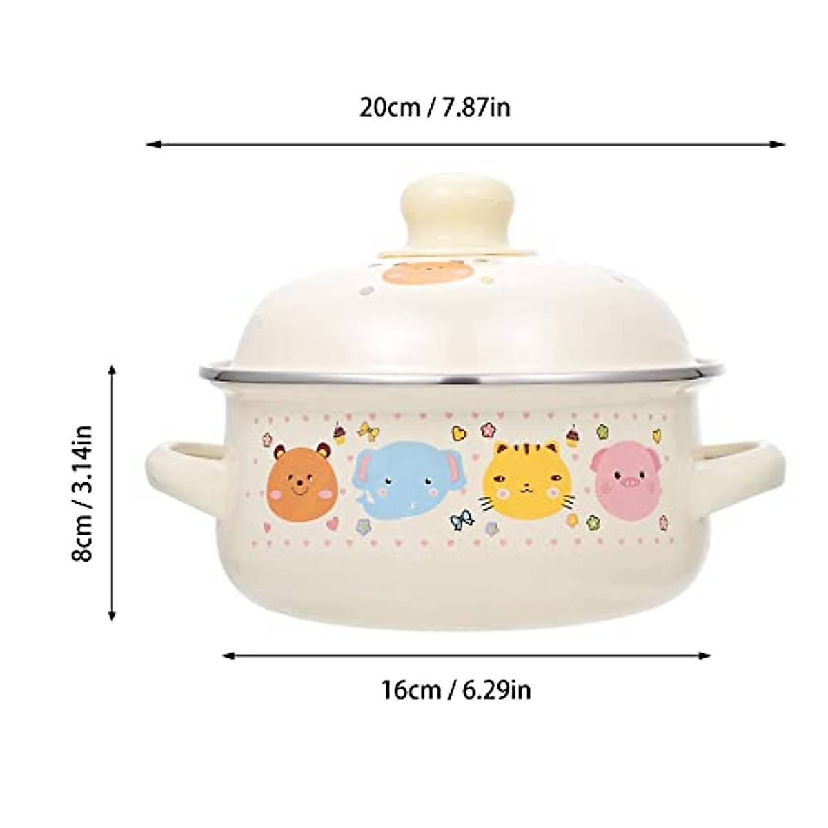 Angoily Porcelain Stockpot Flower Enamel Stock Pot Stockpot with Lid Enamel Coated Oven Stovetop for Soup Chicken Pot Roast Kitchen Cookware 16cm Ceramic Soup Pot