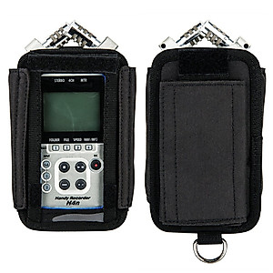 JJC H4n Protective Carrying Storage Pouch Case Bag for Zoom H4n Pro All Black & Tascam DR-40 Handy Portable Recorder replaces Zoom PCH-4n Case, with Clear Visible Front Face Cover Protector