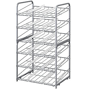 Vrisa 2 Pack Can Organizer for Pantry Stackable Can Storage Dispenser Holds Up to 72 Cans Can Holders for Kitchen Pantry Cabinet Silver