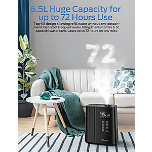 Elechomes SH8830 Humidifier, 6.5L(1.72Gal) Top Fill Warm and Cool Mist Humidifiers for Bedroom with Remote Control, 700 ml/h Max, Auto & Sleep Mode, 360° Nozzle, Auto Shut-Off