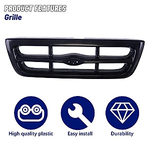 JustDrivably Replacement Parts Front Grille Grill Assembly With Black Shell And Insert Compatible With 1998-2000 Ford Ranger FO1200344 F87Z8200FA