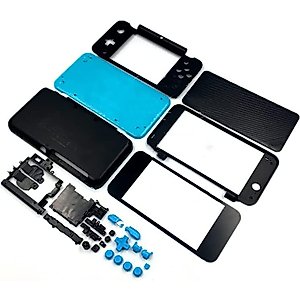 Housing Shell Cover Faceplate for New 2DS XL LL Upper Panel Front Bottom Cover Replacement (Glass Lens Black)