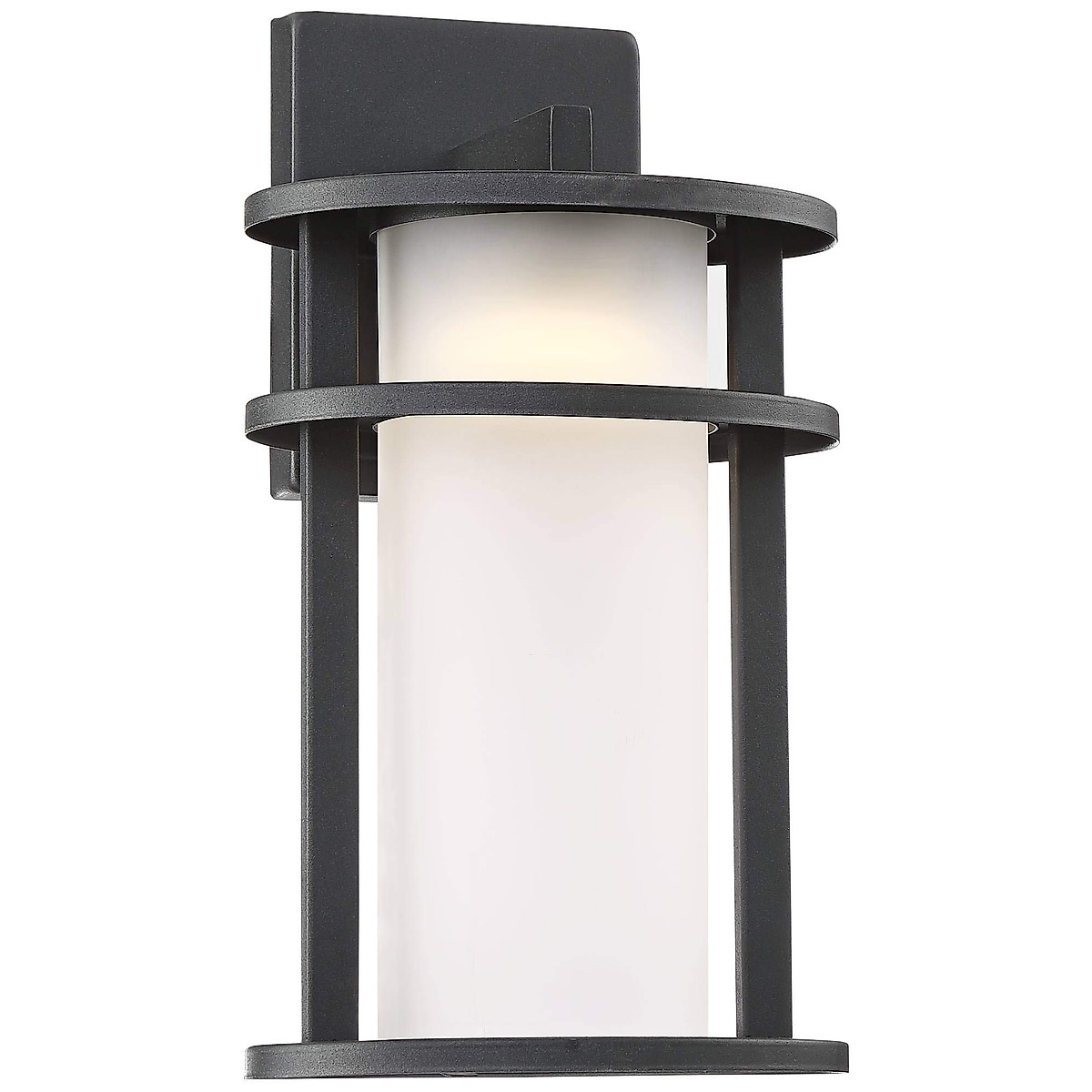 John Timberland Aline Modern Outdoor Wall Light Fixture Black LED 13" White Frosted Glass Shade for Exterior Barn Deck House Porch Yard Patio Outside Garage Front Door Garden Home Roof Lawn