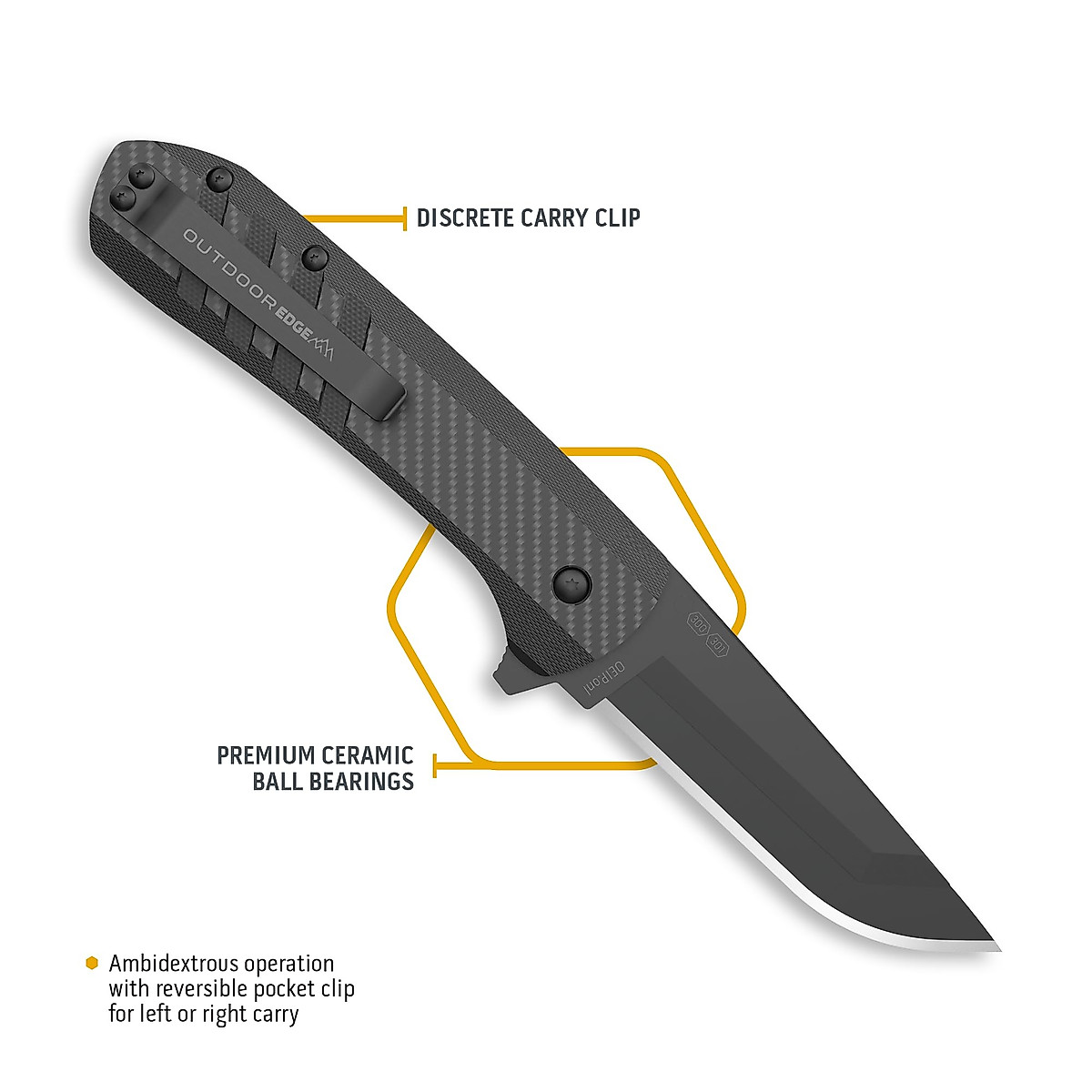 OUTDOOR EDGE RAZOR VX4 | Replaceable Blade EDC Flipper Folding Pocket Knife | 3" Blade, Ceramic Ball Bearings, Carbon Weave Handle, Reversible Pocket Clip | Outdoor, Camping, Survival, Utility