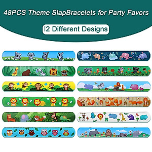 48 PCS Slap Bracelets Wristbands for Jungle Safari Party Favors, Safari and Jungle Theme Party Decoration Tools