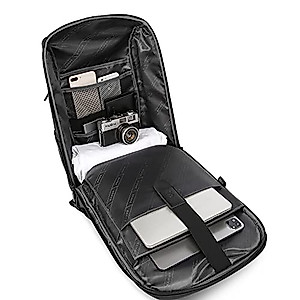 BANGE Trendy Laptop Backpack for Men Women Smart Fashion Casual Durable 15.6 Inch Polyester Bag with USB Port Anti Theft Waterproof 20L 1.37 KG W Business Travels Office Colleges Schools (Black)