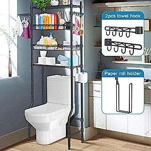 Bathroom Over The Toilet Storage Shelf - Over Toilet Bathroom Organizer Rack with 4 Tier Bathroom Space Saver Toilet Stand Shelves Bathroom Stand Above Toilet Bathroom Rack Organizer Over Toilet,Gray
