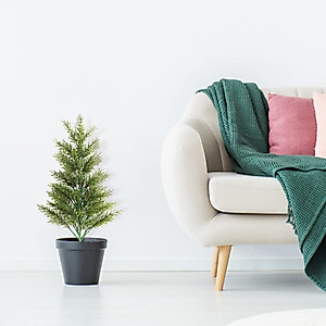 4 Pack Faux Mini Pine Trees 18.89inch Cedar Stems Small Artificial Christmas Tree Xmas Seasonal Indoor Outdoor Home Garden Decor Holiday Decorations,Green