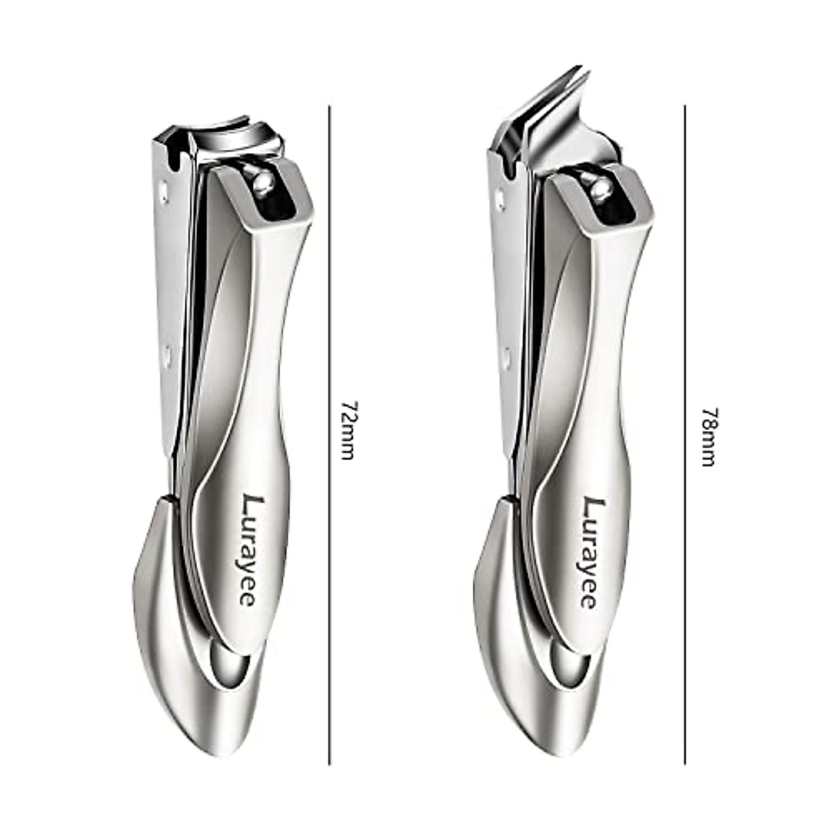 Nail Clipper Set, Professional Nail Clippers for Fingernails and Toenails, 2pcs Stainless Steel Splash Proof Nail Trimmer Nail Cutter Ingrown Toenail Thick Nails Tool Clipper Set