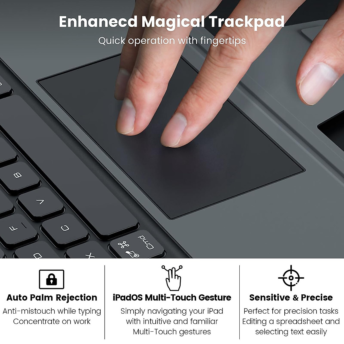 Nillkin iPad Pro 12.9 Case with Keyboard, Keyboard Case for iPad Air 13 (M2, 2024), Magic Trackpad, Detachable Keyboard, Adjustable Portrait/Landscape Stand, Sliding Camera Cover, Pencil Holder, Black