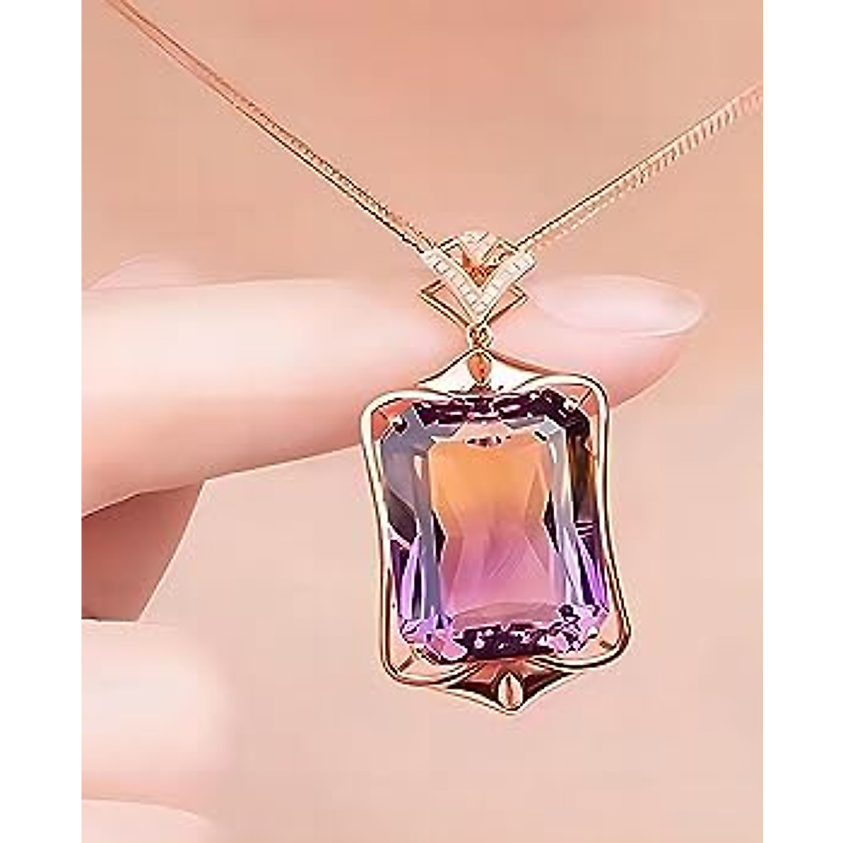 Natural Multi Color Tourmaline Gemstone Fashion Necklace Pendant For Women, Sterling Silver, 18K Plated, 18’’ Chain, Beautiful Gift For Mom, Wife, Girlfriend, Daughter, Sister
