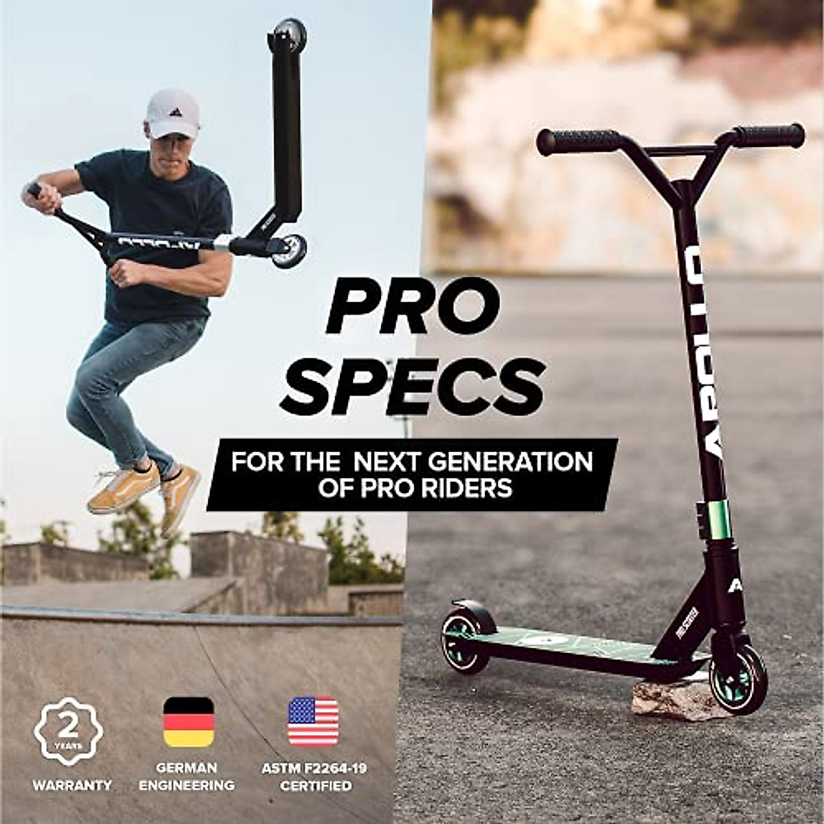 APOLLO Pro Scooter Genius Pro 4.0 - Trick Scooter for Teens & Adults - Pro Scooters for Kids, Freestyle Pro Scooter, Trick Scooters for Teens 12 Years and up, 220 LBS