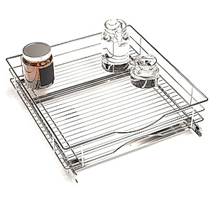 Home Zone Living Pull Out Kitchen Cabinet Organizer with Slide Out Drawer for Space Saving Storage, 20” W x 21” L