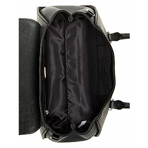 GUESS Women's Godfrey Black Logo Print Lock Charm Medium Satchel Shoulder Crossbody Bag Handbag