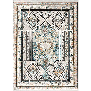 Well Woven Indira Valeria Bohemian Vintage Oriental Botanical Blue (5'3" x 7'3") Area Rug