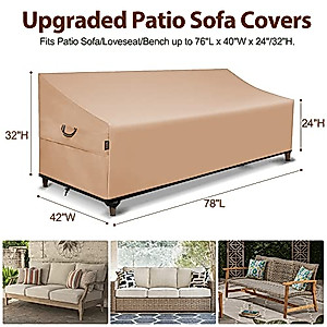 QH.HOME Outdoor Patio Couch Cover Waterproof 900D Heavy Duty Strong Tear Resistance - 3 Seater Outdoor Bench Sofa Cover UV Resistant Fade, Lawn Patio Furniture Covers with Air Vent 78"W x 42"D x 32"H