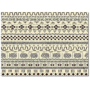 YOKOU Indoor Area Rugs, Geometric Pattern Arrica Traditional Culture Brown Beige Non-Slip Rectangle Accent Area Rug for Bedroom Living Room Kids Room Play Room 5'x8'