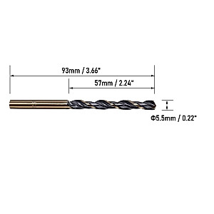 FOCMKEAS 5 PCS 5.5mm Twist Drill Bit High Speed Steel 4341 Straight Shank Gold and Black Coated Drilling Bits for Home Improvment DIY, Metal/Wood/Plastic