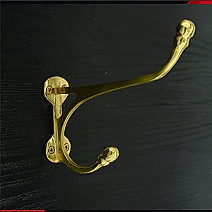 ZhongWang Hardware HB003 Bright Brass Coat & Hat Big Double Hooks/Abrigo y Sombrero de latón Brillante ganchos dobles Grandes
