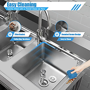 Bokknppo Freestanding Utility Sink 3-Compartment Commercial Sink 304 Stainless Steel Sink Station Set with Hot Cold Faucet Water Pipe Triple Bowl Kitchen Prep Sink,39 * 18 * 35.8in Silver