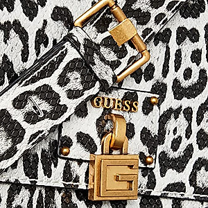GUESS Centre Stage Crossbody Flap, Black/White Leopard