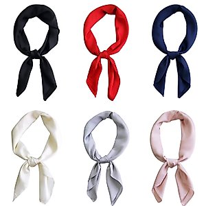 Glamorstar Satin Neck Scarf 6 Packs Square Handkerchief for Women (set of 6)