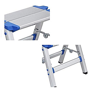 PENGJIE Folding Ladder Step Stool Ladder Stool 2 Step Folding Aluminum Heavy Duty Steel Portable Anti Slip Mat Tread Compact 150 Kg Capacity