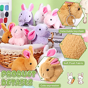 Sratte 16 Pcs Easter Bunny Stuffed Animal Bulk 4.7 Inch Small Plush Rabbit Keychains Detachable Bunny Party Favors Plushies Gifts for Birthday Baby Shower Easter Basket Stuffers Decorations