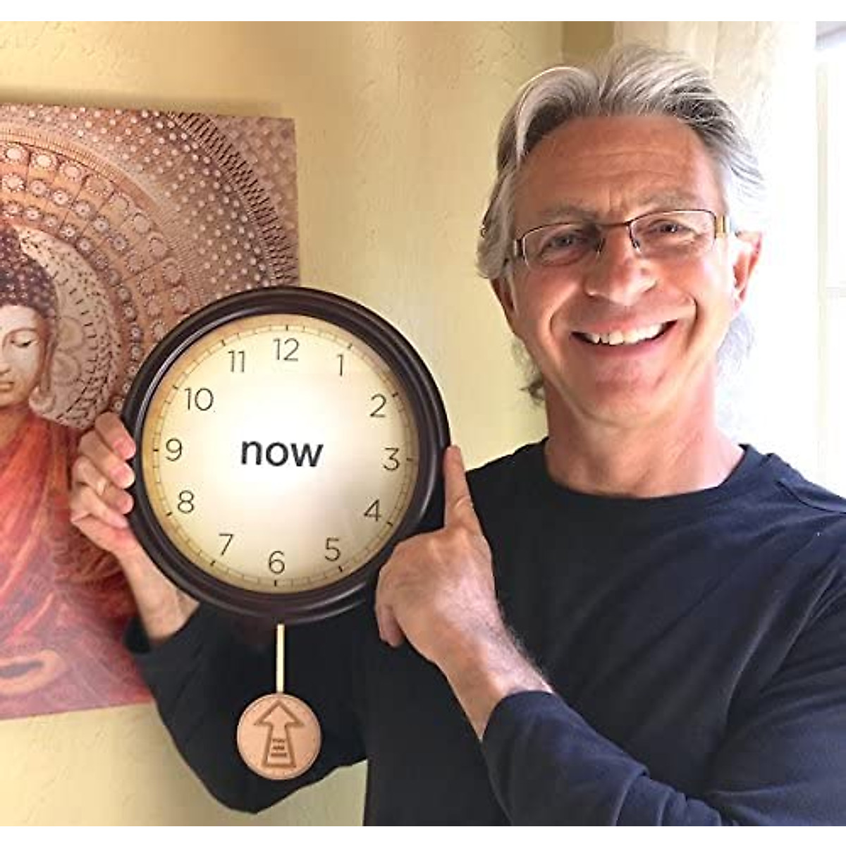 Now Clock - Mindfulness, Zen, Buddhist Decor for Your Home, Office, Yoga or Meditation Room - Unique Gift That Helps You to Be Present & Relax into The Power of Now - (Om Pendulum)
