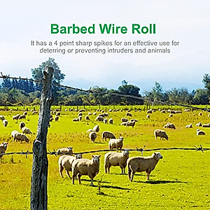 Suvunpo 49FT Barbed Wire,4 Point Barbed Wire Fence Perfect for Crafts, Fences, and Critter Deterrent,16 Gauge Barb Craft Wire Included a Pair of Gloves