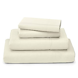 Cosy House Collection Luxury Bamboo Sheets - 4 Piece Bedding Set - Bamboo Viscose Blend - Soft, Breathable, Deep Pocket - 1 Fitted Sheet, 1 Flat, 2 Pillow Cases - Full, Cream