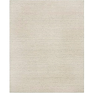 SAFAVIEH Natura Collection 9' x 12' Silver / Ivory NAT801G Handmade Solid Wool Area Rug