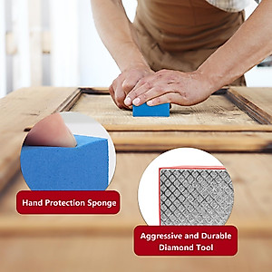 SZSYD 4Pack Diamond Hand Polishing Pads for Sanding Ceramics Glass Tile Concrete Stone Marble Granite, 60#, 100#,200#,400# (Grid)