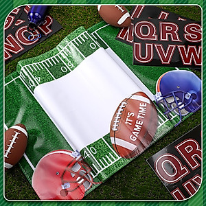 Tegeme Giant Football Party Banner 67 x 20 Inch Football Field Backdrop DIY Football Birthday Party Decorations Customizable Sports Backdrop with 14 Sheet Letter Sticker Baby Shower Tailgate