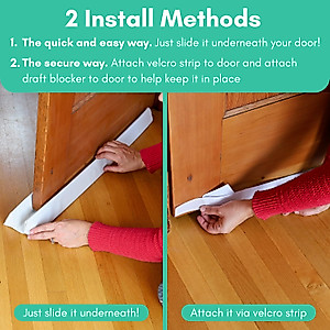 Absolute Living Triangular Door Draft Stopper - Snug and Flush Block Wind, Light, Dust, Noise Adjustable Bottom of Blocker 2'' Tall Under The Guard (35.5'' Cuttable), White