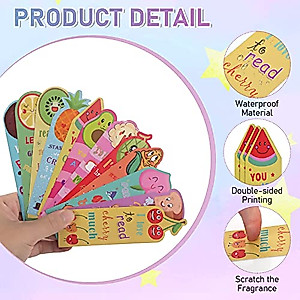 36 Pieces Fruit Scented Bookmarks, Bookmarks for Kids Scratch and Sniff Bookmarks Fun Classroom Bookmarks for Students Teens Food Lovers Tudents Classroom Stationery Supplies (12 Styles)