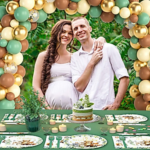 Hombae Woodland Baby Shower Supplies, Forest Animal Neutral Baby Shower Decorations, Baby Shower Decorations For Boy, Backdrop Balloon Banner Tablecloth Cake Topper, Plates, Napkins, Forks