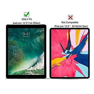 casefromme for iPad Pro 12.9 Keyboard Case,Slim Lightweigh Folio Shell Protective Stand Leather Cover for iPad Pro 12.9 inch 1st & 2nd Generation（2015 & 2017 Black