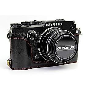 PU Leather Half Body Camera Cover Bag bottom Case For Olympus Pen-F camera ( Pen F)