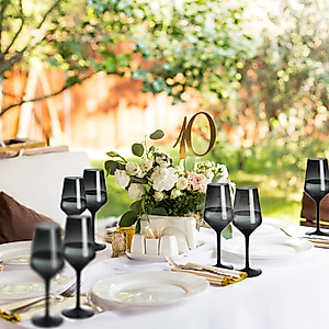 Mumufy 12 Pcs Stemmed Wine Glasses Black Plastic Stemmed Drinking Glasses 14 oz Glasses Drinkware Reusable Wine Glasses Set Wine Glassware for Party Wedding Restaurant Anniversary Birthday