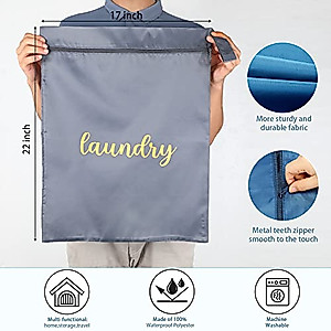 2 Pieces Travel Laundry Bags Waterproof Wet Bag Washable Dirty Clothes Bag Reusable Large Wet Dry Bag for Traveling Gym Laundry Swimsuit Wet Clothes Workout Diaper Bag, 17 x 22 Inches (Gray, Black)