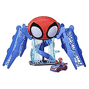 Spidey and His Amazing Friends Marvel Web-Quarters Playset with Lights and Sounds, Includes Spidey Action Figure and Toy Car, for Kids Ages 3 and Up,F1461