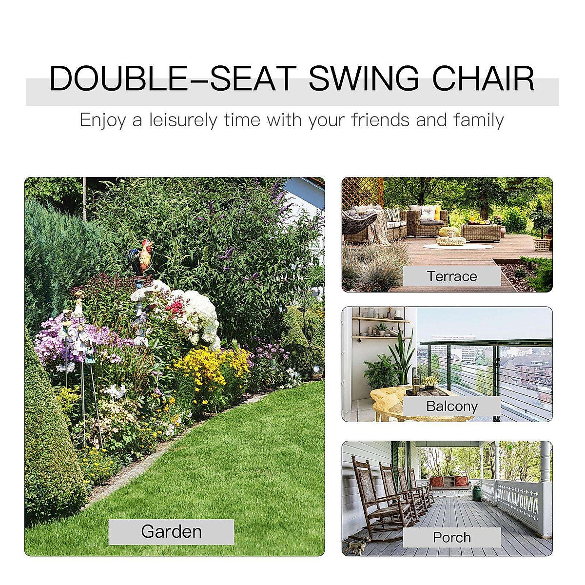 UYSB Patio Rocking Chair Bench 2 Person Rocker Deck Outdoor Furniture Chair Rocking Chair Rocker Chair Rocker Camp Chair Rocker Recliner Rocking Camp Chair Rocking Chairs Outdoor Rocking