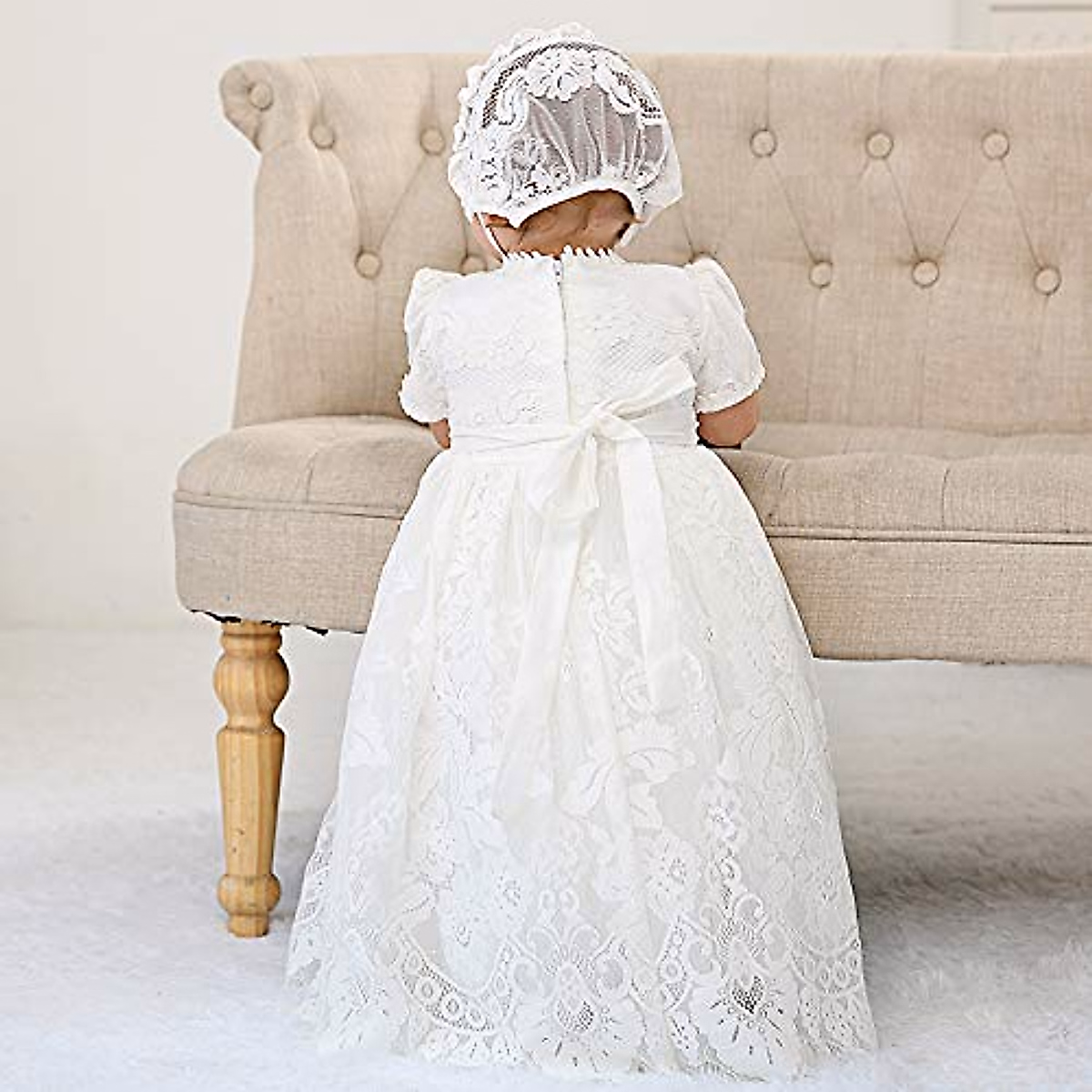 CareCheer Baby Girl Christening Dress Baptism Dedication Blessing Gown Flower Girl Special Occasion Dresses (16-20 Months)