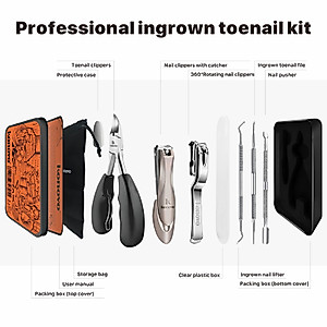 Toenail Clippers for Seniors Thick Toenails, Toe Nail Clippers Adult Thick Nails long handle, Professional Heavy Duty Nail Clippers 6Pcs Black