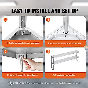 VEVOR Double Overshelf, Double Tier Stainless Steel Overshelf, 12 x 72 Inch Double Deck Overshelf, Height Adjustable Overshelf Prep Work Table for Kitchen, Restaurant and Workshop