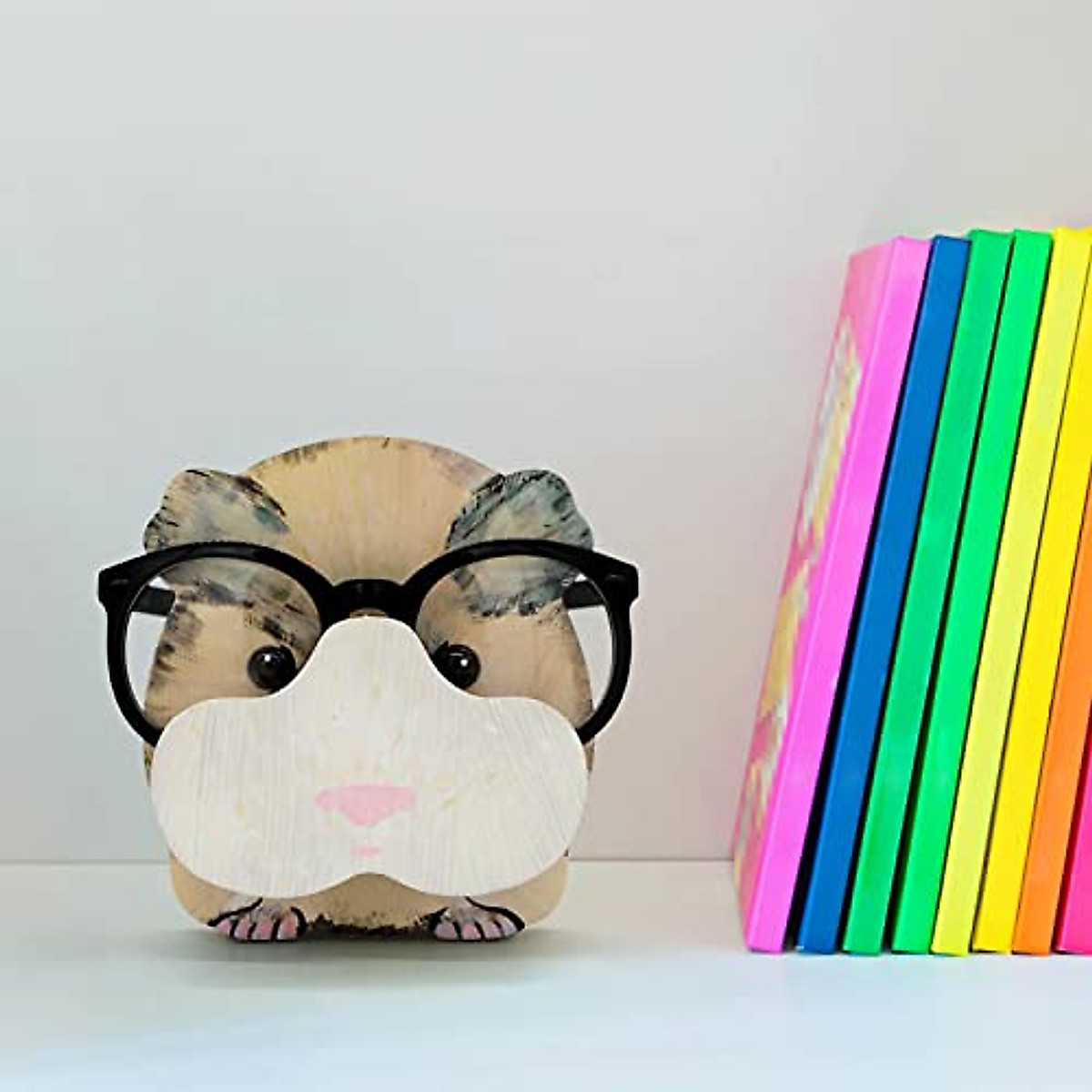 RUIHAOCH Creative Animal Glasses Holder for Kids Cute Handmade Wood Carved Animal Eyeglass Holder Display Stand, Christmas New Year Gift Home Office Desktop Decor (O)